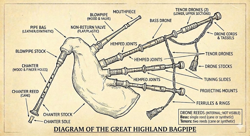 Bagpipe Components and Their Unique Functions | Irish Scottish Roots